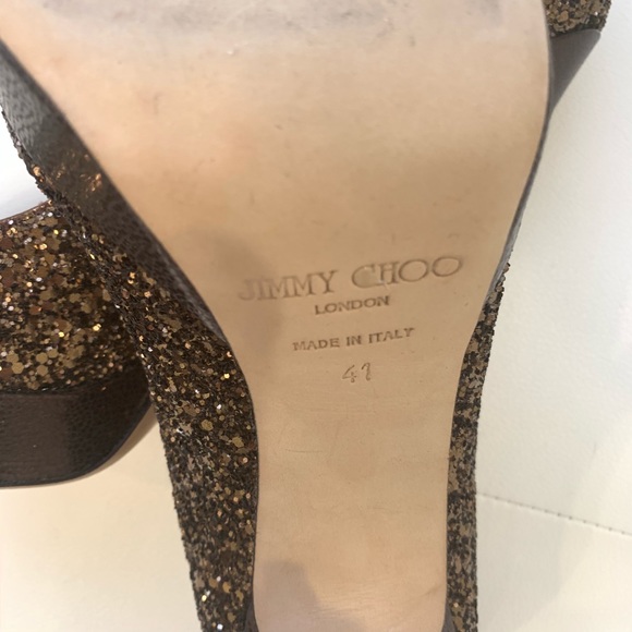 Jimmy Choo | Shoes | Jimmy Choo Open Toe Glitter Pumps Sz 4 | Poshmark